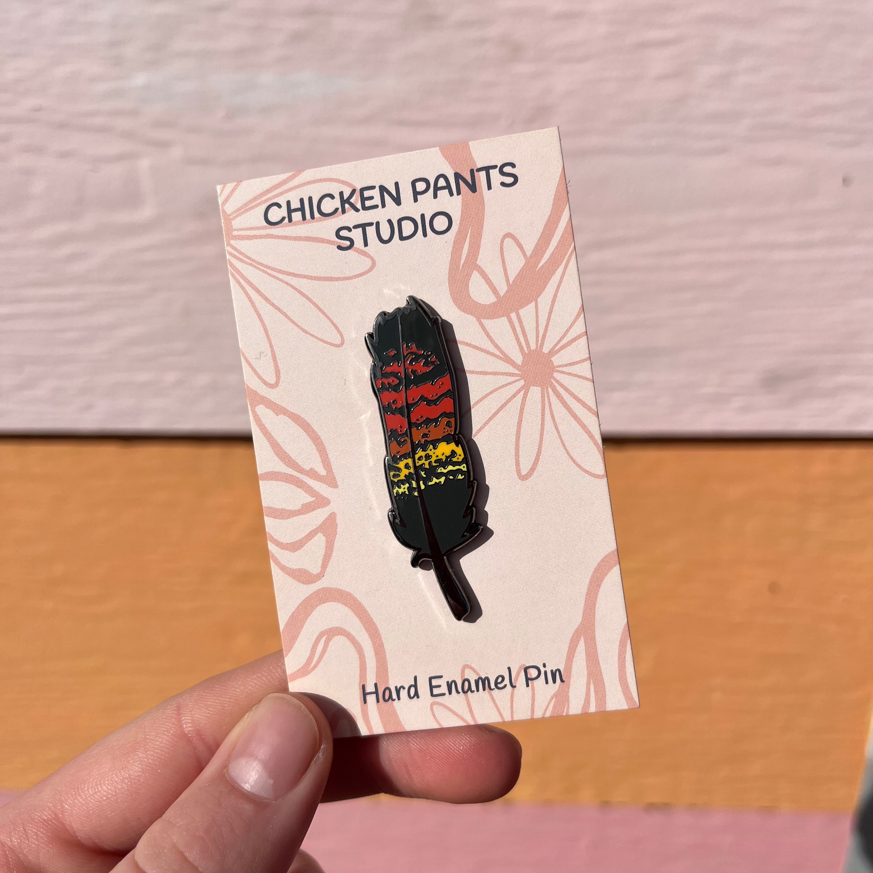 Enamel Pin: Female RTBC Feather – Chicken Pants Studio